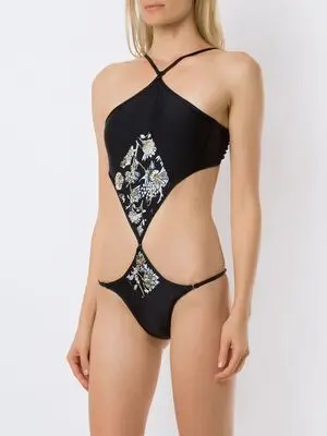AMIR SLAMA Floral Embroidered One-piece