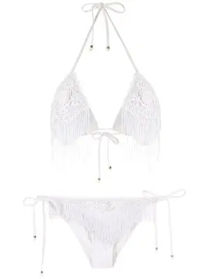 AMIR SLAMA Beaded Embroidery Bikini Set - White