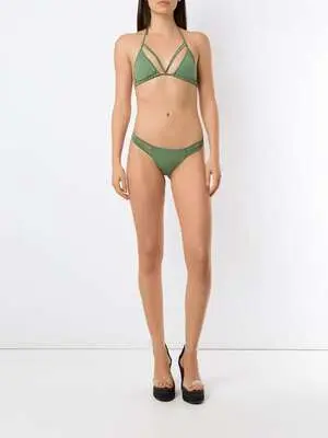 AMIR SLAMA Strappy Triangle Bikini Set - Green
