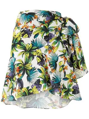 AMIR SLAMA Printed Wrap Mini Skirt - White