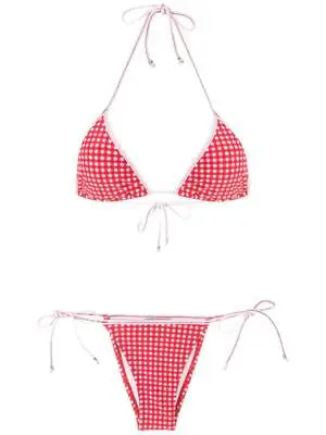 AMIR SLAMA Checkered Triangle Bikini Set