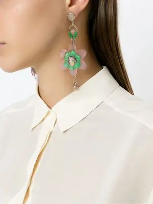 AMIR SLAMA Floral Asymmetric Drop Earrings