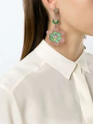 AMIR SLAMA Floral Asymmetric Drop Earrings