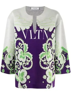 Valentino Garavani Vltn Floral-print Sweatshirt - Grey