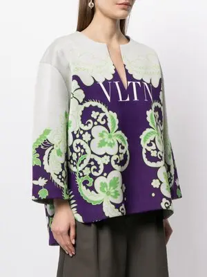 Valentino Garavani Vltn Floral-print Sweatshirt - Grey