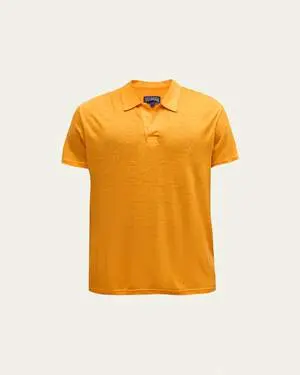 Vilebrequin Pyramid Linen Polo Shirt Carrot