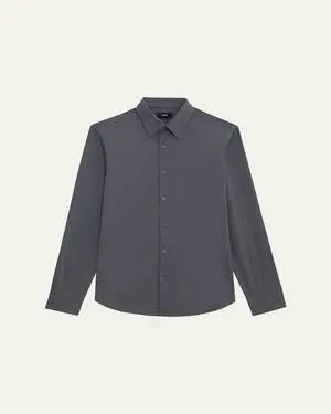 Theory Sylvain Shirt In Structure Knit Chocolate