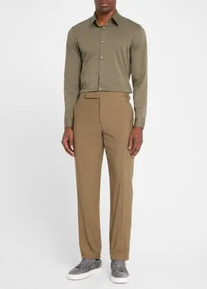 Theory Sylvain Shirt In Structure Knit Olive Branch