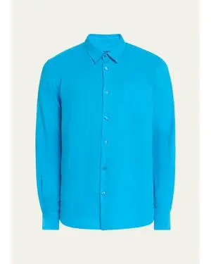 Vilebrequin Caroubis Solid Linen Sport Shirt - Deep Ink