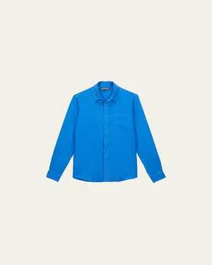 Vilebrequin Caroubis Solid Linen Sport Shirt Earthenware