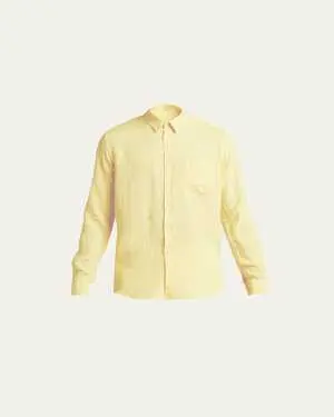 Vilebrequin Caroubis Solid Linen Sport Shirt Popcorn