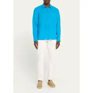 Vilebrequin Caroubis Solid Linen Sport Shirt - Sky