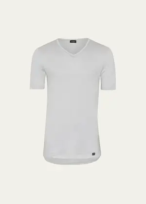 Hanro Ultralight Cotton V-neck T-shirt 2654 - Silver Gre