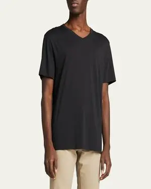 Vince Short-sleeve V-neck Jersey T-shirt, Gray - Optic White