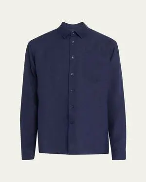 Vilebrequin Caroubis Linen Pocket Sport Shirt - Navy