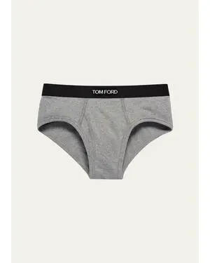 TOM FORD Jacquard Logo Cotton Briefs 20 Grey
