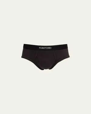 TOM FORD Jacquard Logo Cotton Briefs Dark Mink