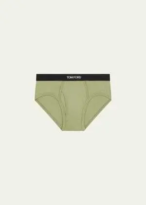 TOM FORD Jacquard Logo Cotton Briefs Matcha