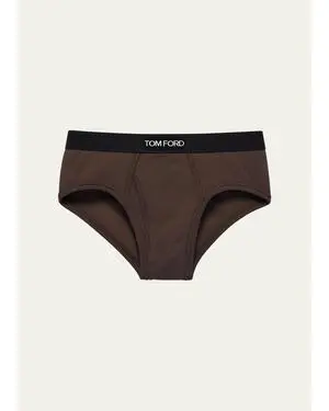 TOM FORD Jacquard Logo Cotton Briefs Nude