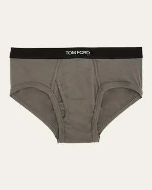 TOM FORD Jacquard Logo Cotton Briefs Slate