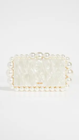 Cult Gaia Eos Box Clutch With Bead Trim - Ivory