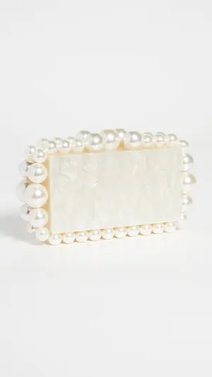 Cult Gaia Eos Box Clutch With Bead Trim - Ivory