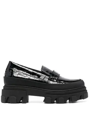 GANNI Belly Croc 50mm Loafers
