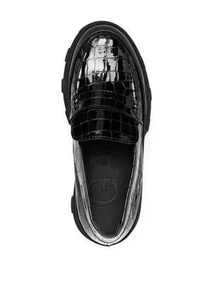 GANNI Belly Croc 50mm Loafers