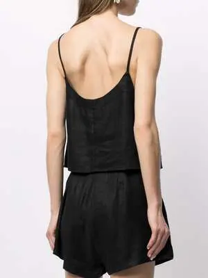 Bondi Born Flared Cropped Slip Top - Black