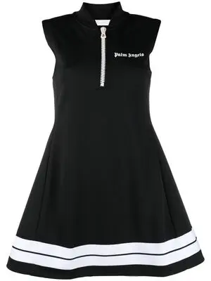 Palm Angels Logo Print Flared Mini Dress