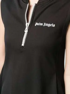 Palm Angels Logo Print Flared Mini Dress