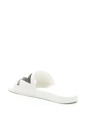 EA7 Logo-embossed Faux-leather Slides - White