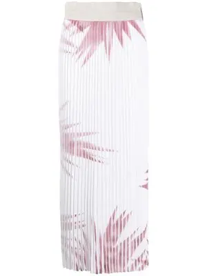 Lorena Antoniazzi Palm Tree Print Pleated Skirt
