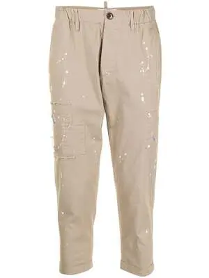 PORTS V Cropped Paint Splatter Trousers