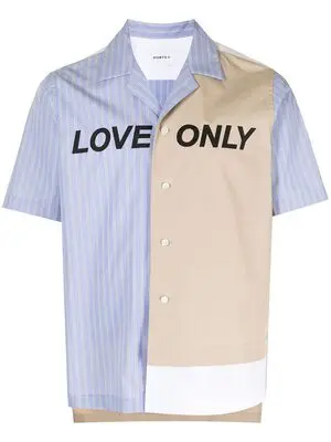 PORTS V Love Only Panelled Shirt - Blue