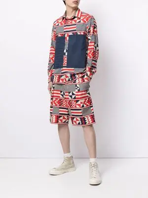 PORTS V Quilt Front Geometric-print Shirt