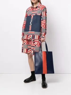 PORTS V Quilt Front Geometric-print Shirt