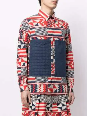 PORTS V Quilt Front Geometric-print Shirt