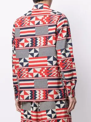 PORTS V Quilt Front Geometric-print Shirt