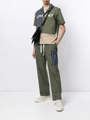 PORTS V Striped-panel Drawstring Trousers