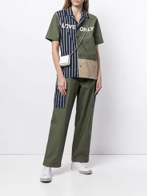 PORTS V Striped-panel Drawstring Trousers