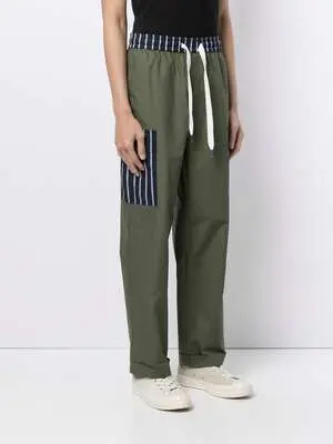 PORTS V Striped-panel Drawstring Trousers