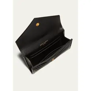 Saint Laurent Monogram Small Flap Wallet In Grained Leather