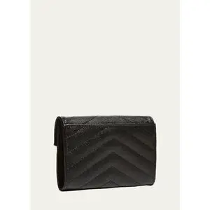 Saint Laurent Monogram Small Flap Wallet In Grained Leather