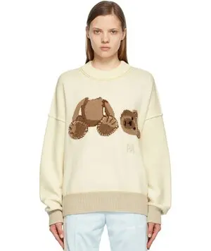 Palm Angels Palm Angels Off-White Wool Bear Sweater - Off White Brown