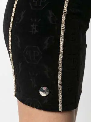 Philipp Plein Monogram Print Fitted Skirt