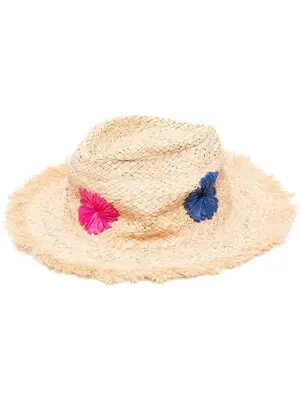 Paul Smith Floral-embroidered Straw Hat - Neutrals