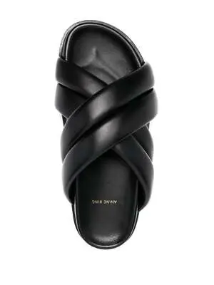 ANINE BING Lizzie Leather Crossover Slides