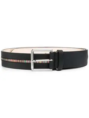 Paul Smith Artist-stripe Leather Belt - Black