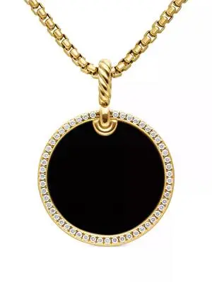 David Yurman 18k Yellow Dy Elements Diamond And Onyx Pendant - Gold